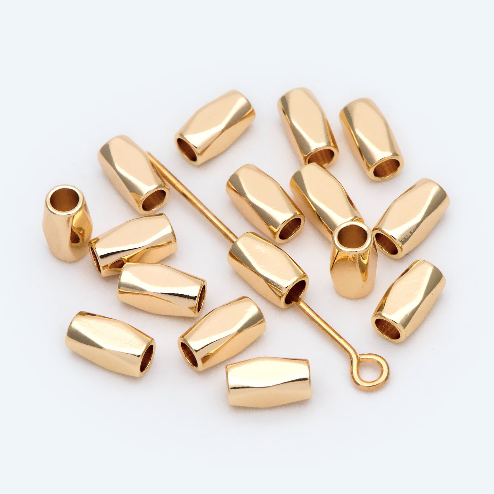 20pcs Gold Tube Beads 6x3mm, 18K Gold Plated Brass, Tube Spacer Beads ...