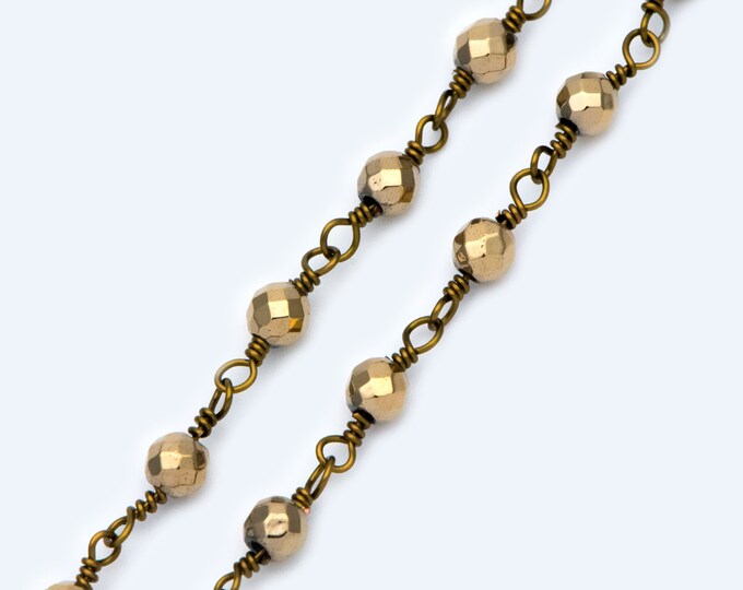 Round Hematite Bead Chain 4mm Antique Bronze Plated Brass - Etsy
