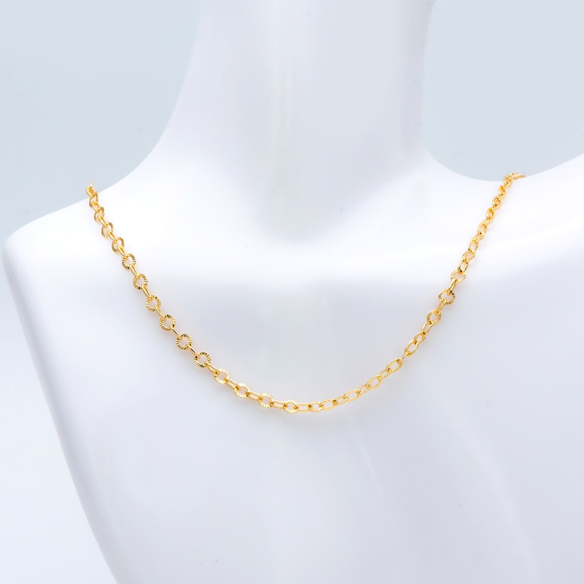 Gold Round Cable Chain 3.2mm 18K Gold Plated Brass Circle - Etsy