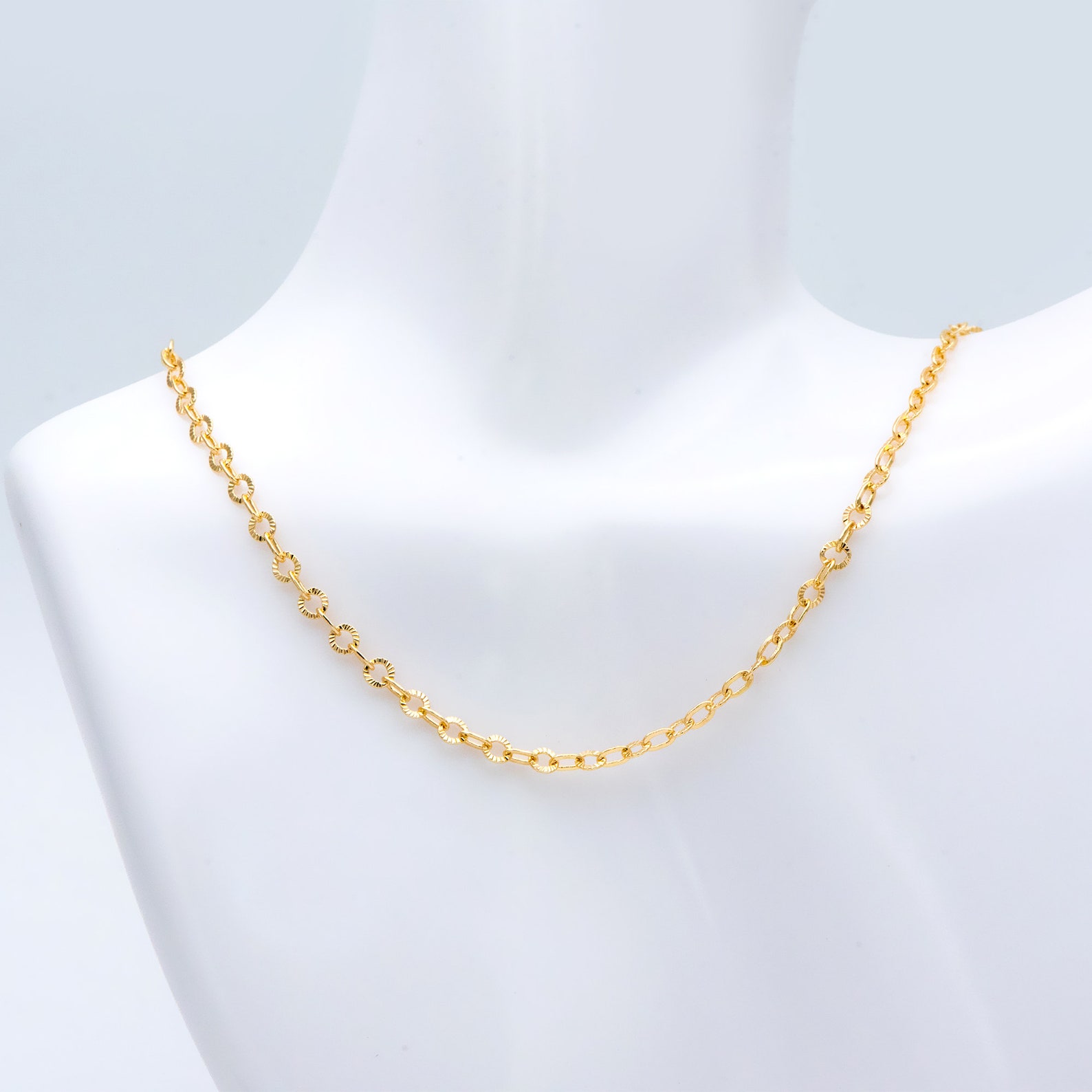 Gold Round Cable Chain 3.2mm 18K Gold Plated Brass Circle - Etsy