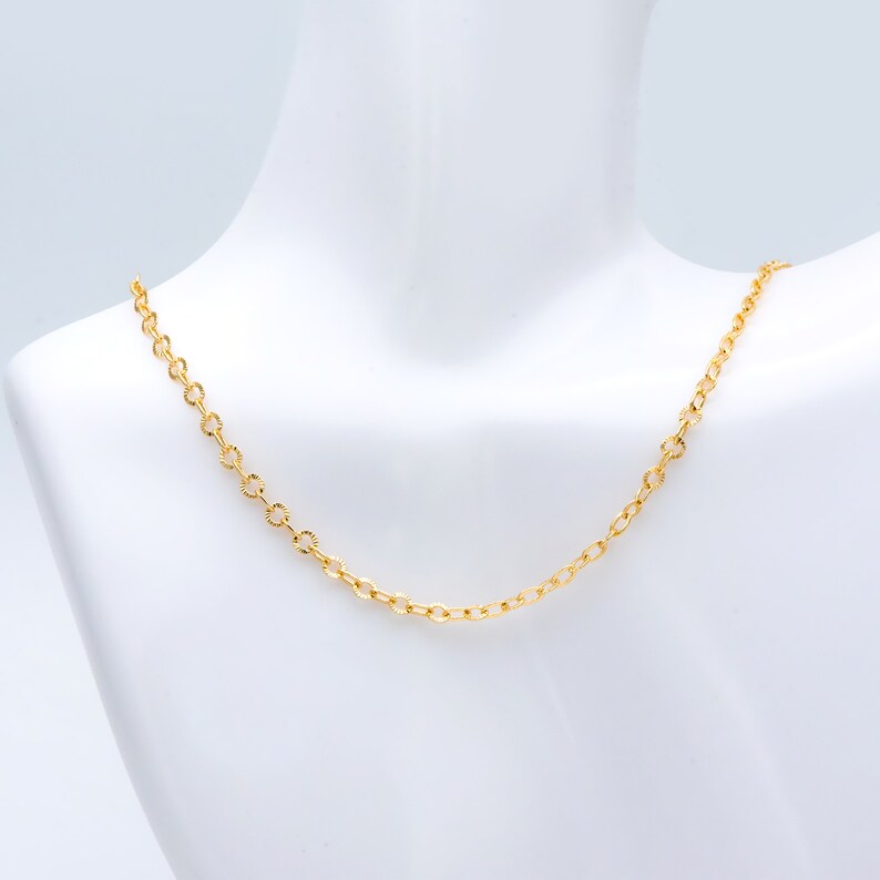 Gold Round Cable Chain 3.2mm, 18K Gold Plated Brass, Circle Link Chains ...