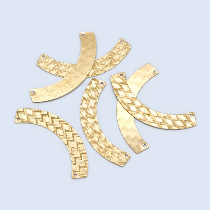 10pcs Raw Brass Curved Bar Connectors 47mm, Solid Brass Charm Pendants ...