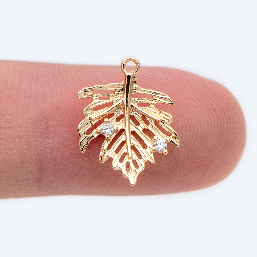 10pcs CZ Pave Gold Maple Leaf Charms, Maple Leaf Pendants 14.5x11.5mm GB-1997 - Etsy