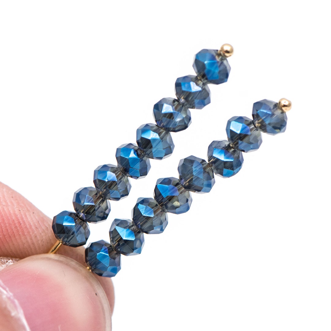 Crystal Glass Faceted Rondelle Beads 3x4mm, Sparkly Montana Blue BZ04 ...