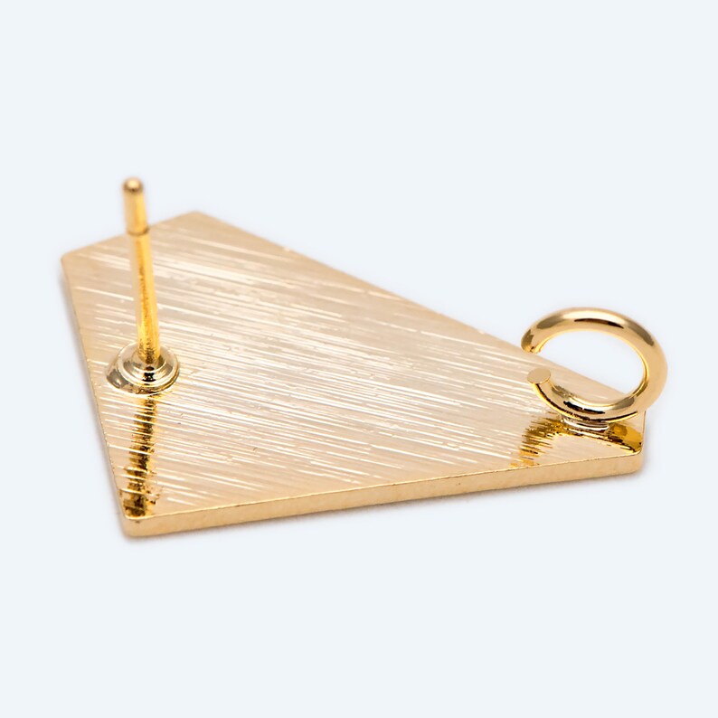 10pcs Brushed Gold Ear Posts With Loops, Gold Plated Brass Geometric ...