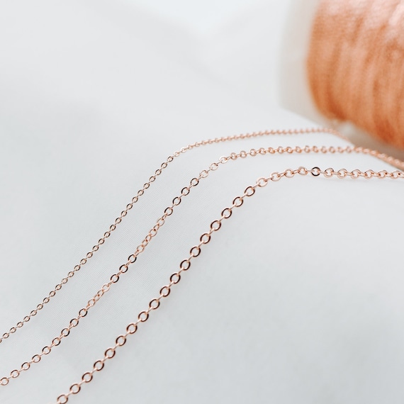 Dainty Rose Gold Flat Oval Cable Chains Real Gold Plated - Etsy