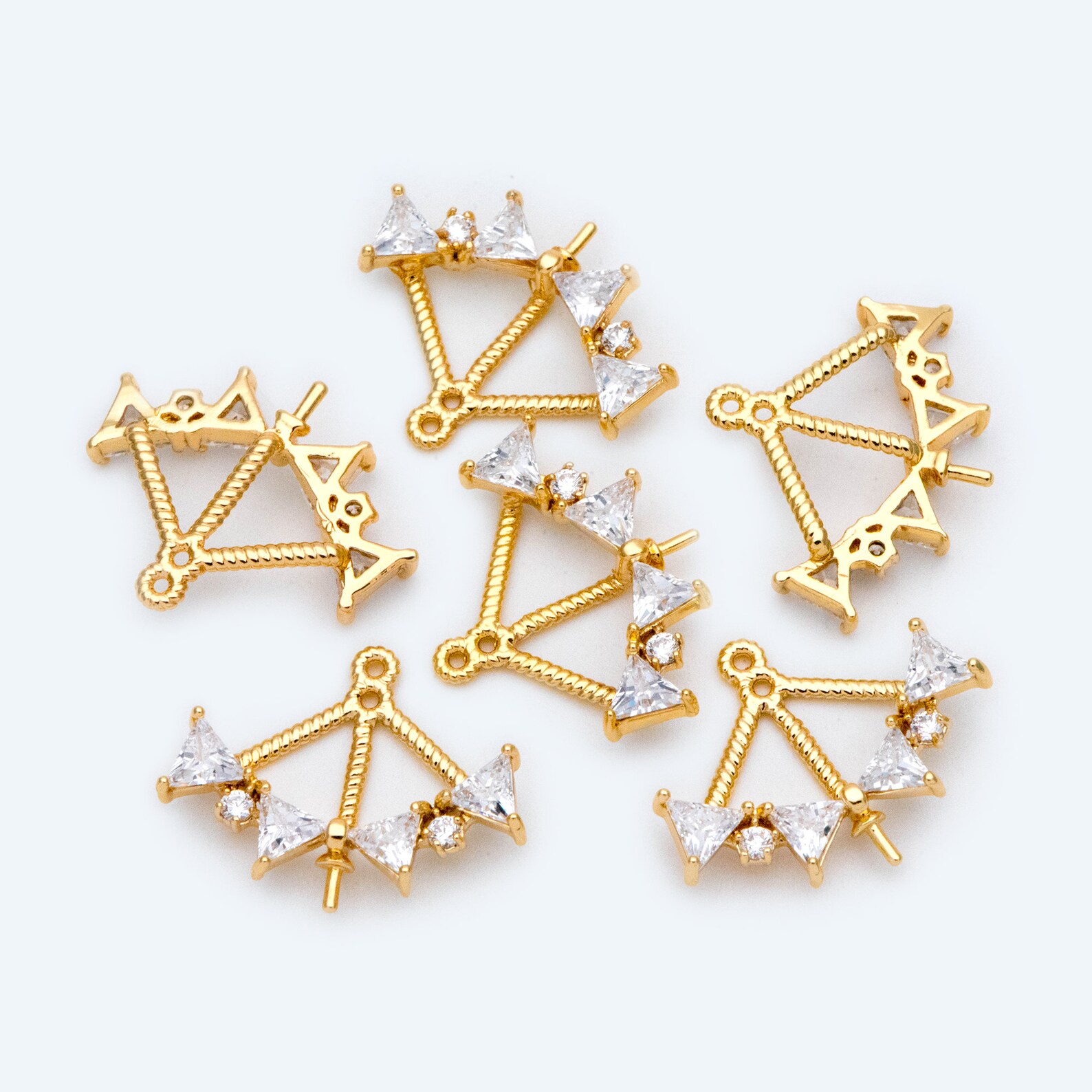 4pcs Gold Triangle Charm With Half Drilled Pearl Peg Real - Etsy