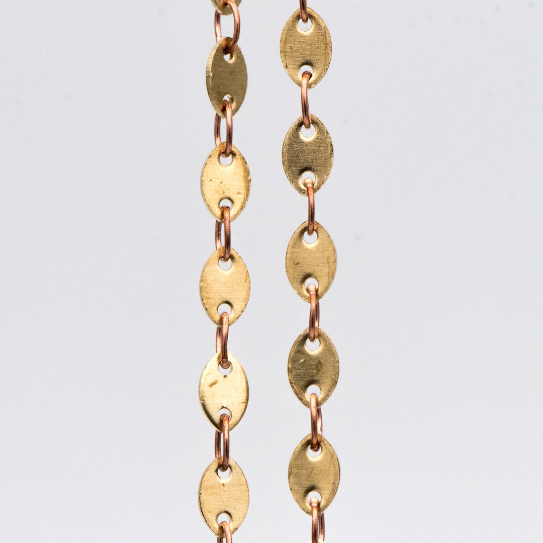 Raw Brass Oval Disc Chains 3x5mm, Handmade Disk Geometric Chain ...