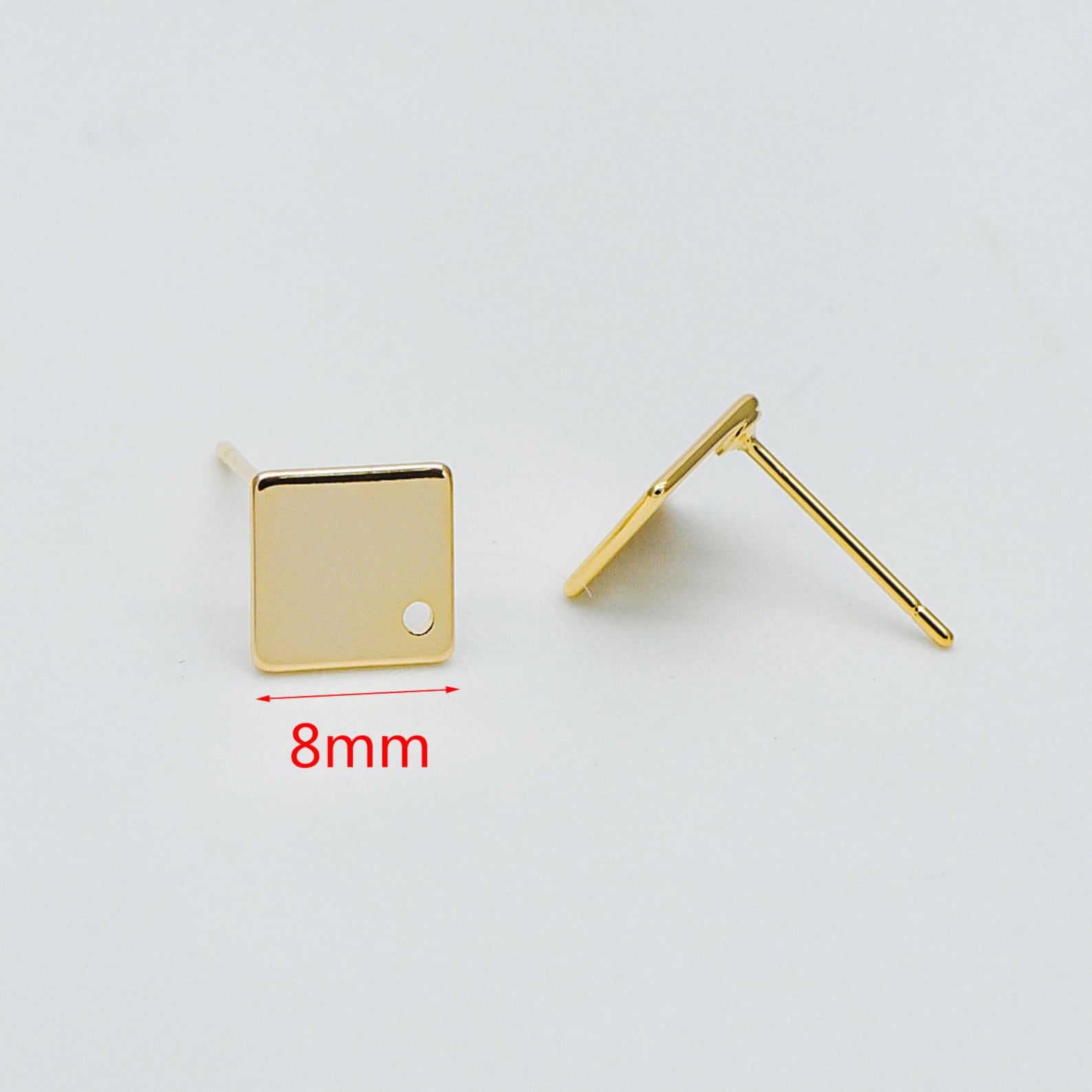 10pcs Gold Ear Posts With Loops 18K Gold Plated Brass Square - Etsy