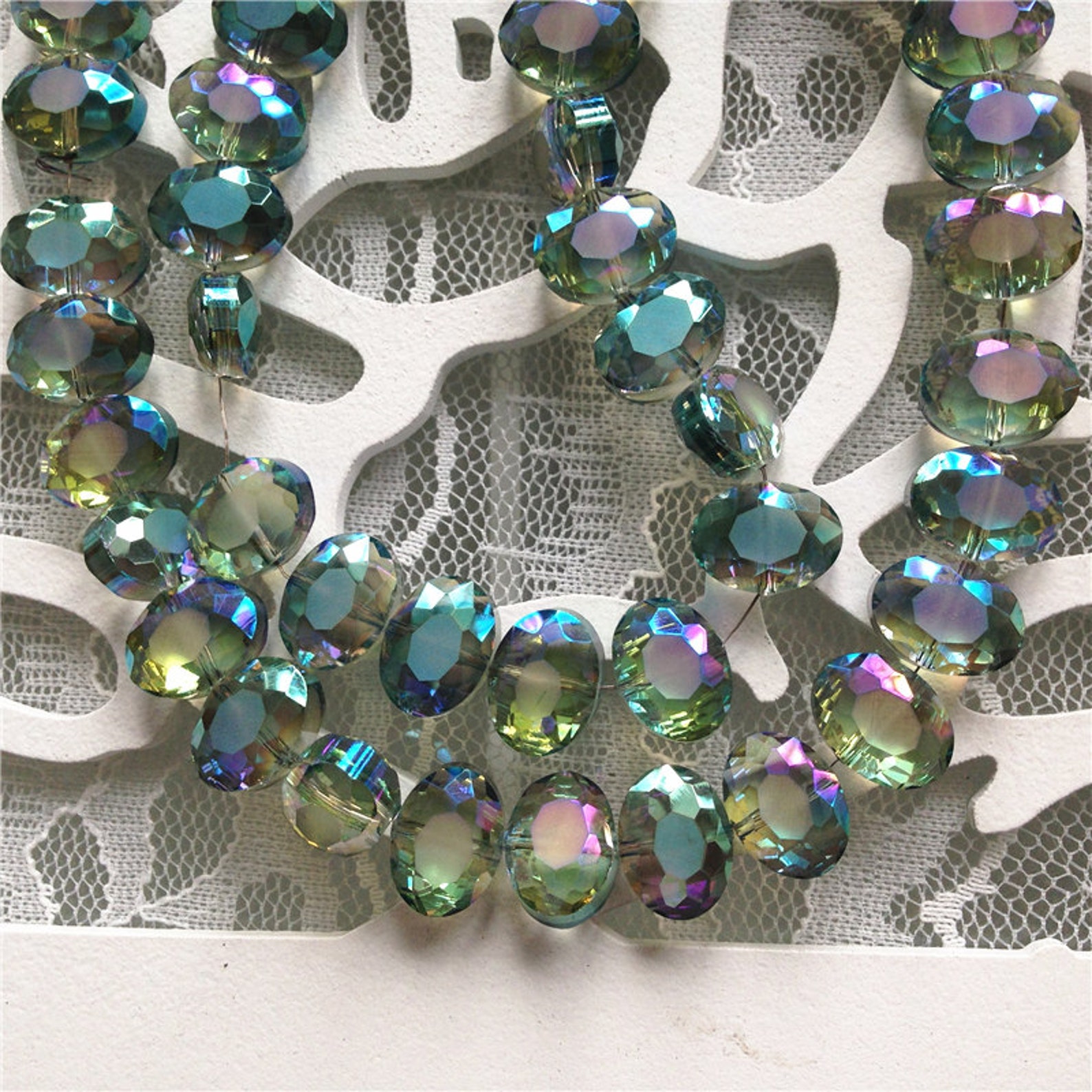 Frosted Oval Crystal Glass Faceted Beads 12mm Green Matte - Etsy