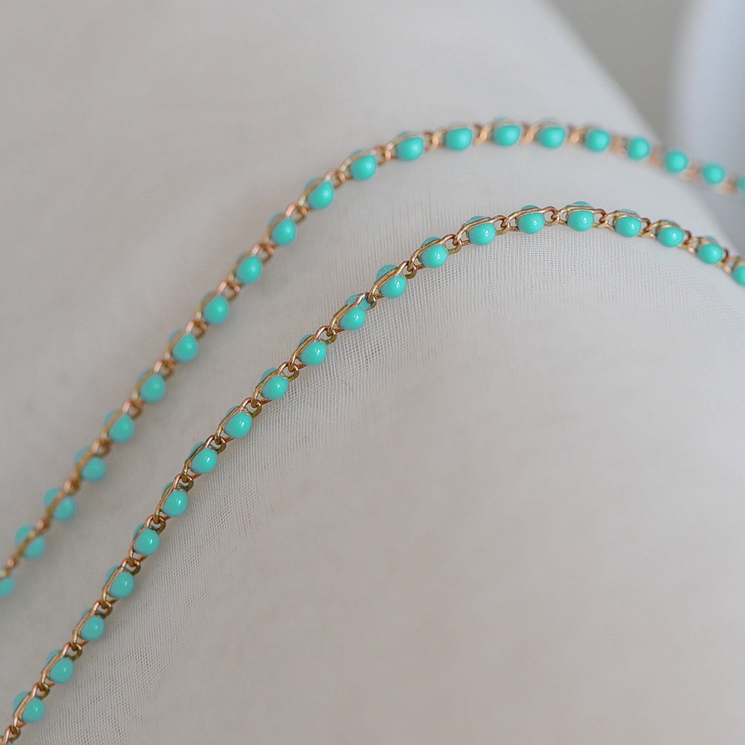 Green Enamel Brass Chain 2.5mm Thin Unplated Brass Designer - Etsy