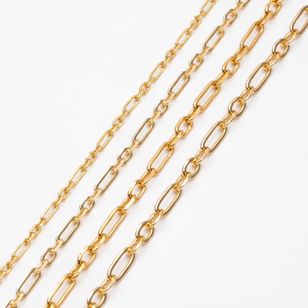 Gold Oval Link Chains 2.2/ 3.2/ 3.6mm, 18K Gold Plated Brass, Color Not ...