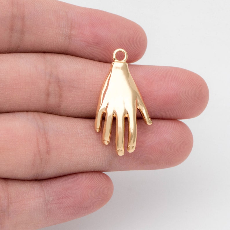 4pcs Gold Plated Brass Hand Charm, Hand Pendants, Earring Findings ...