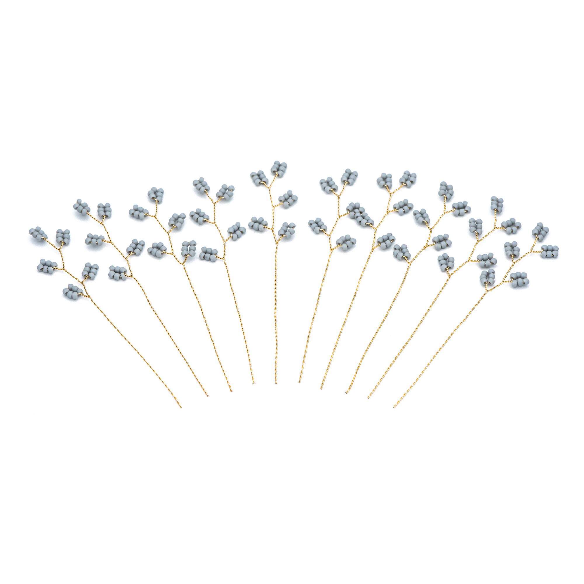 10pcs Beaded Leaf Sprigs on Gold Wire, Flower Tassel Hair Accessories ...