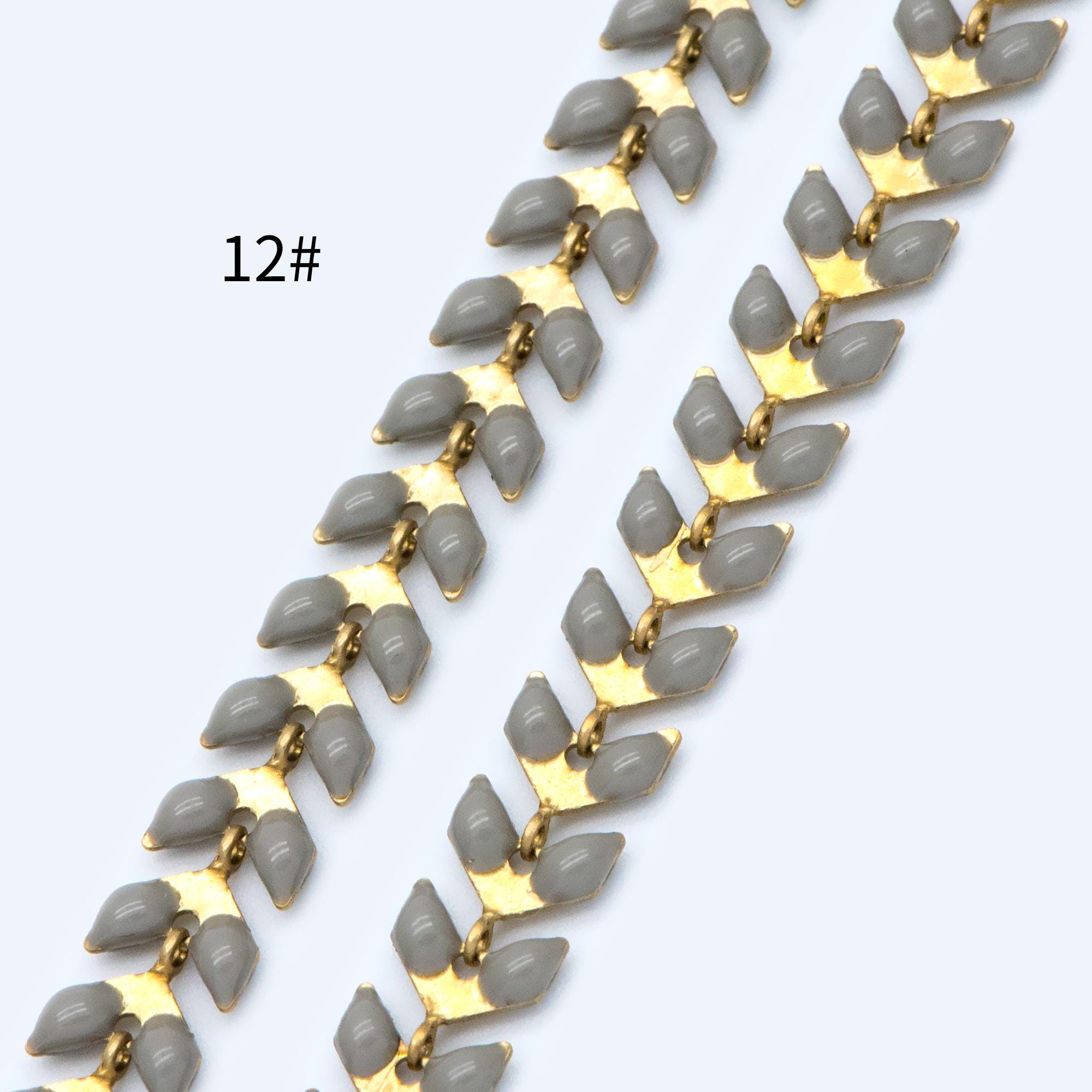 Mint Green Enamel Brass Arrow Chain 6mm, Flat Chevron Chain ...