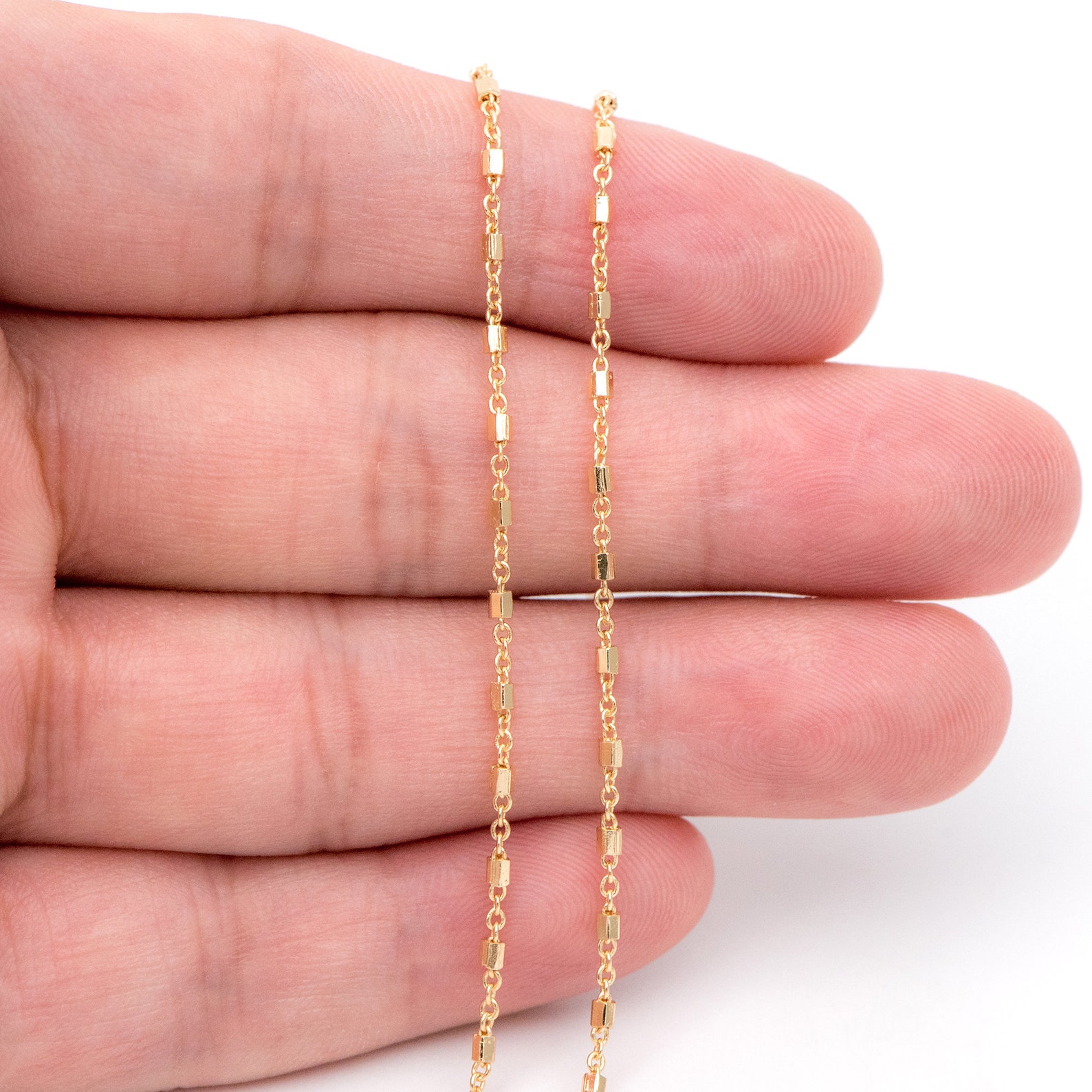 Gold Plated Brass Hexagonal Tube Chains 1.6mm DIY Chain | Etsy