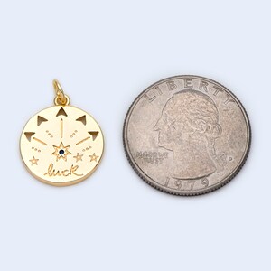 10pcs Gold Talisman Charm, 16mm, Lucky Charm, Lucky Medallion Pendant ...