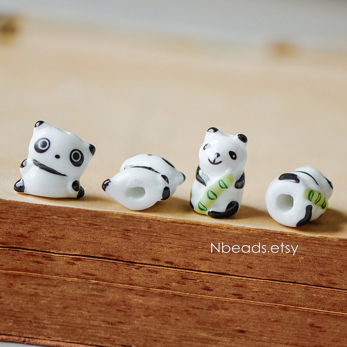 10pcs Ceramic Panda Beads, Kawaii Porcelain Panda, Lovely Animal Beads ...