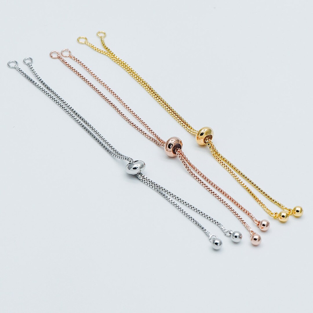 10pcs Gold/ Silver/ Rose Gold Sliding Adjustable Bracelet Making Chain ...