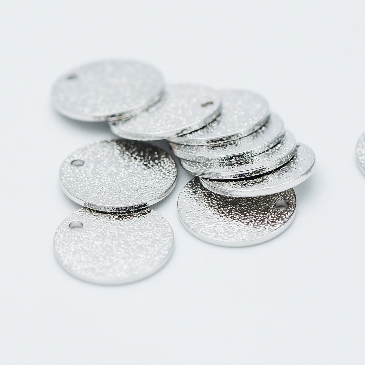 10pcs Silver Tone Round Disc Charms 8/ 12/ 15mm Rhodium - Etsy