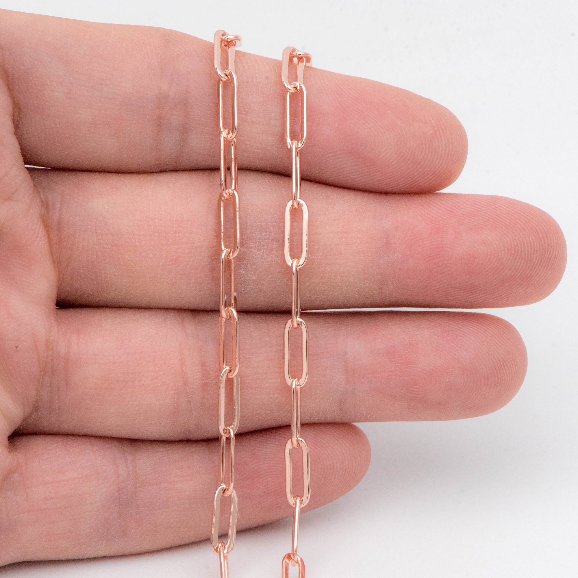 Rose Gold Long Cable Chain Brass Chain Oval Link Size | Etsy