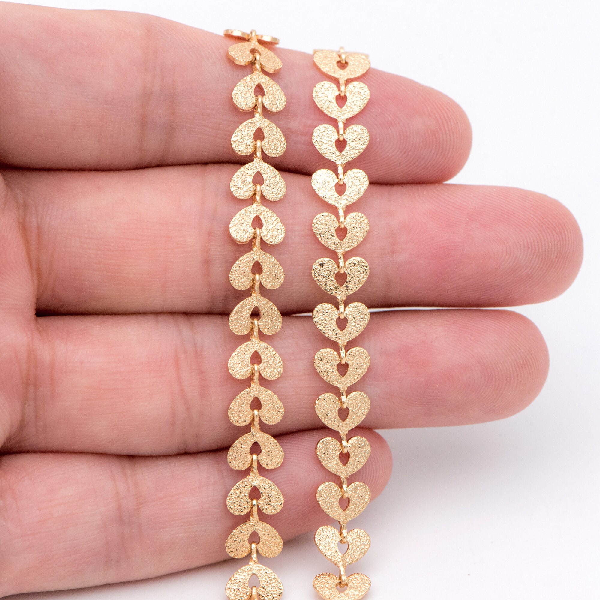 Gold Plated Brass Stardust Heart Chain 7mm Decorative Chain - Etsy