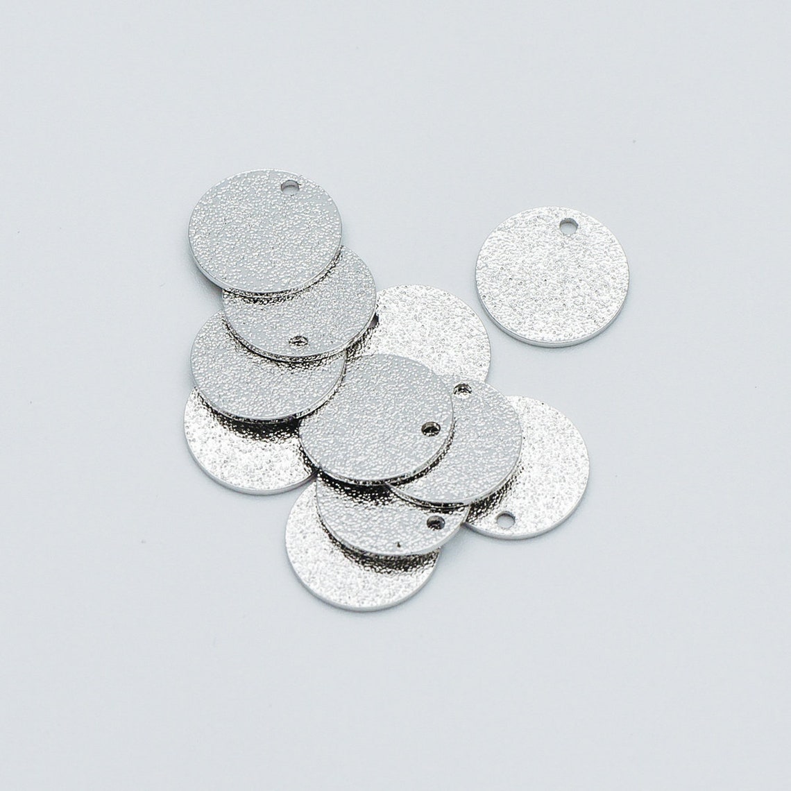 10pcs Silver Tone Round Disc Charms 8/ 12/ 15mm Rhodium - Etsy