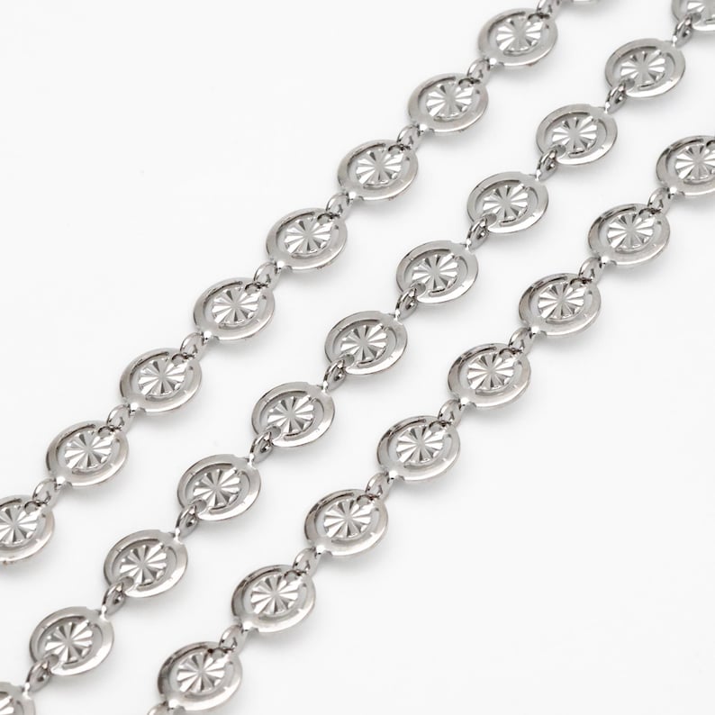 Gold/ Silver Round Disc Chains 6mm, Gold/ Rhodium Plated Brass, Disk ...