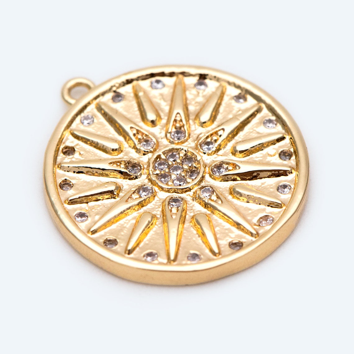 4pcs Gold Sun Disk Charms 20x18mm 18K Gold Plated Brass CZ - Etsy