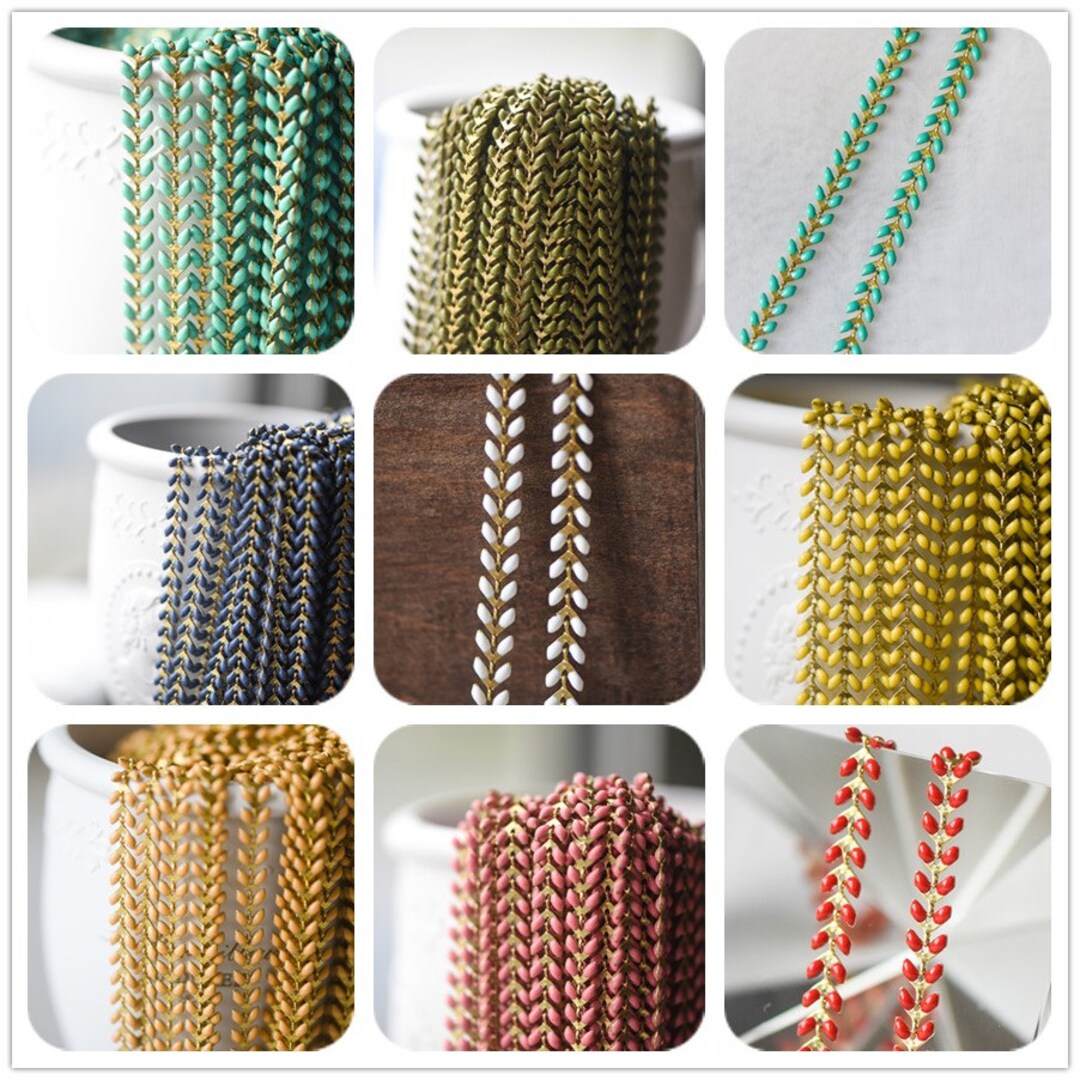 Mint Green Enamel Brass Arrow Chain 6mm, Flat Chevron Chain ...