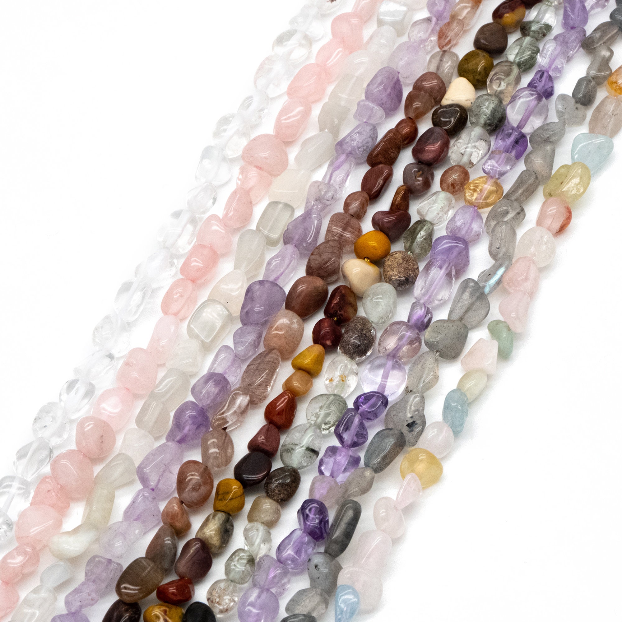 Natural Gemstone Pebble Nugget Beads, Smooth Oval Quartz Stone Beads 6 ...