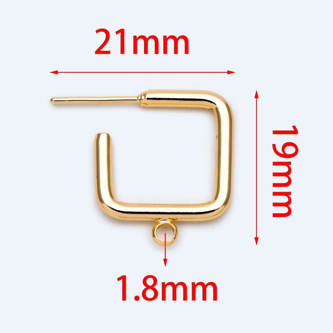 10pcs Gold Square Ear Posts 19x21mm 18K Real Gold Plated - Etsy