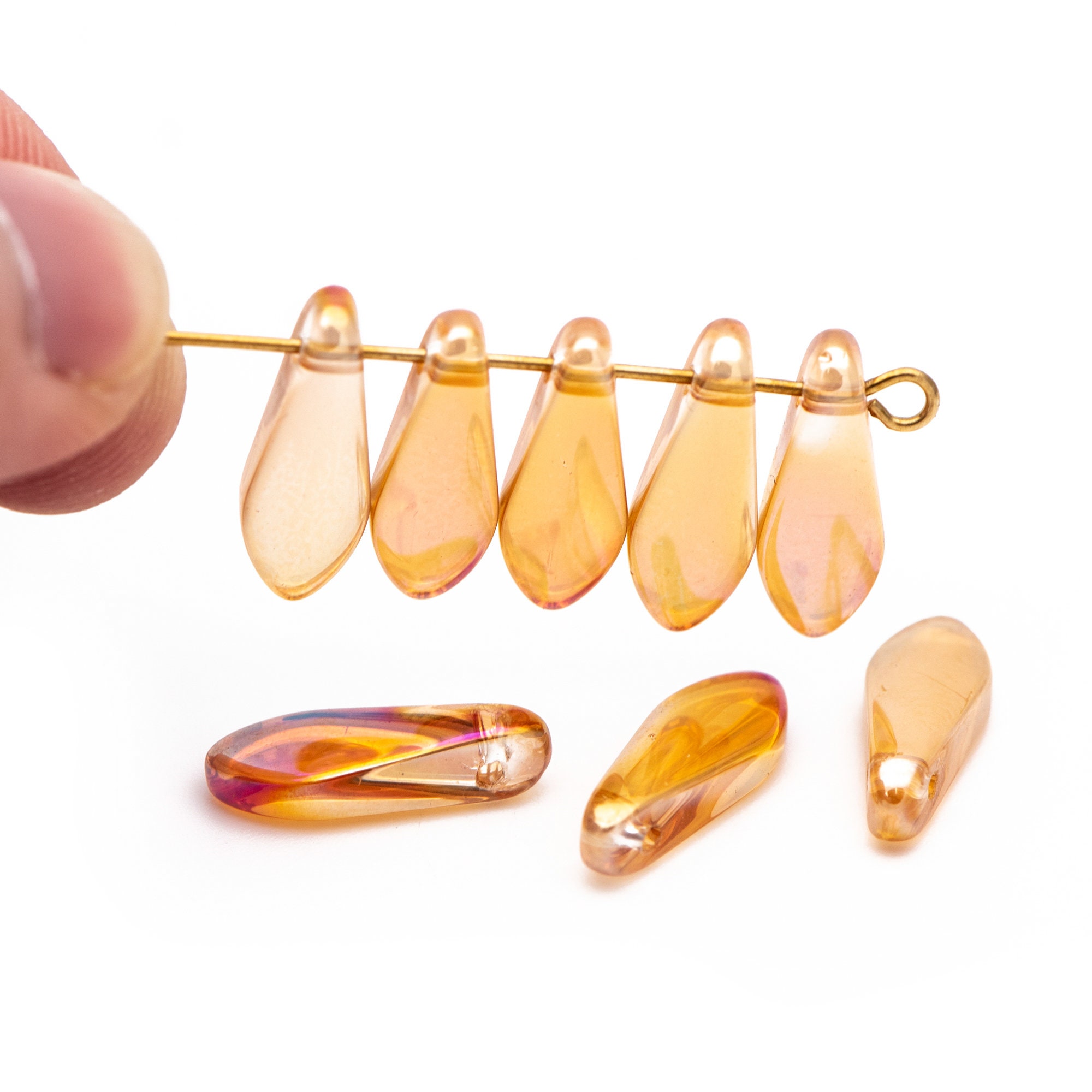 Crystal Glass Dagger Bead Spike Bead Boho BeadLeaf shape | Etsy