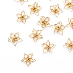 10pcs Gold Plated Iron Wire Flowers 15mm, Hand-wired Floral Charm ...