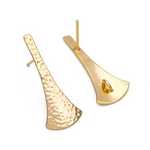 10pcs Gold Bar Ear Posts 24x4mm 18K Gold Plated Leaf Ear - Etsy
