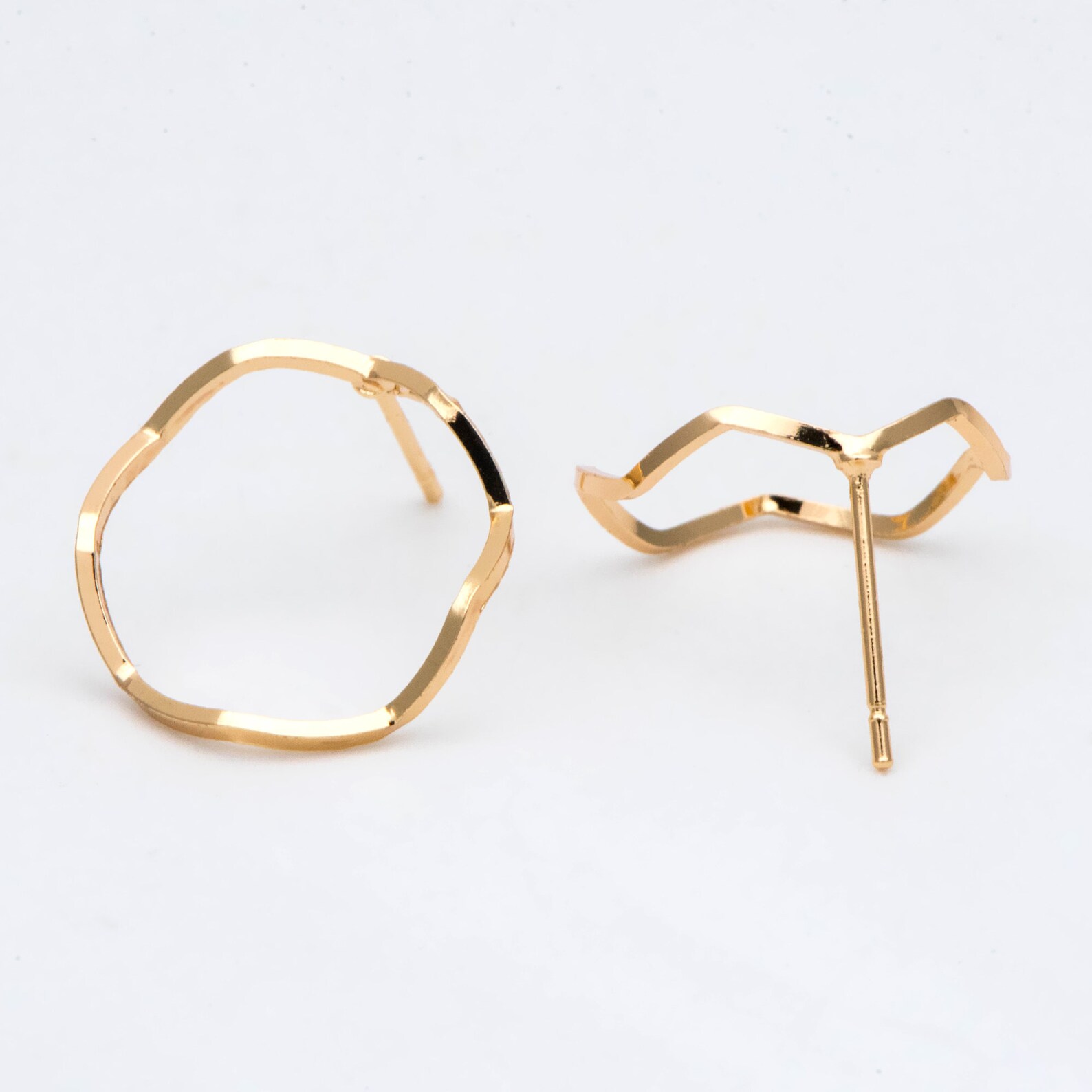 10pcs Round Loop Hoop Ear Posts 18K Gold Plated Brass Circle - Etsy