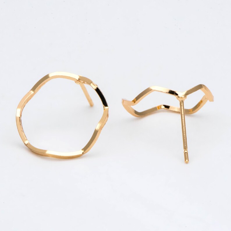 10pcs Round Loop Hoop Ear Posts 18K Gold Plated Brass Circle - Etsy