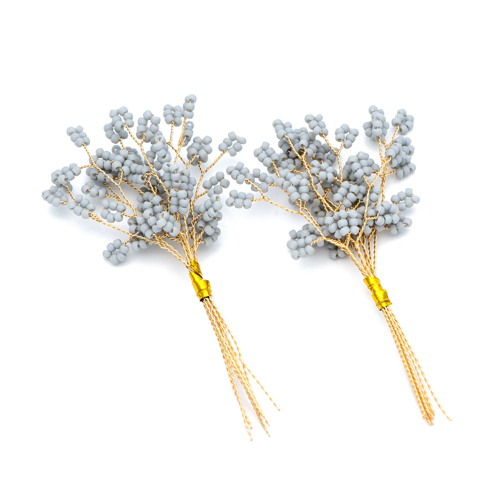 10pcs Beaded Leaf Sprigs on Gold Wire Flower Tassel Hair | Etsy