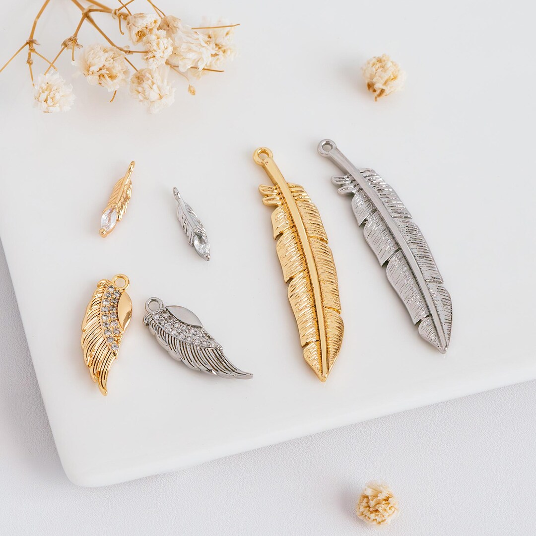 4pcs Gold/ Silver Tone Wing Charms , Real 18K Gold/ Rhodium Plated ...