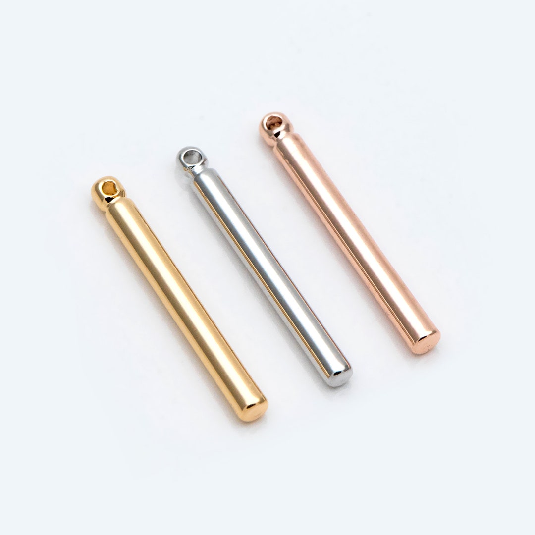 10pcs Gold/ Silver/ Rose Gold Tube Charms 20x2mm, Gold/ Rhodium/ Rose ...