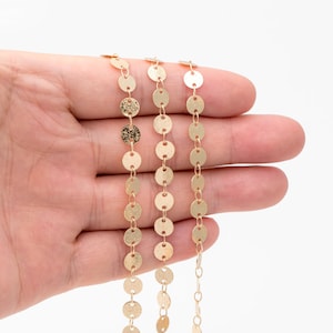 Gold Round Disc Chains 6mm, Handmade Disk Geometric Chain (#LK-318)/ 1 ...
