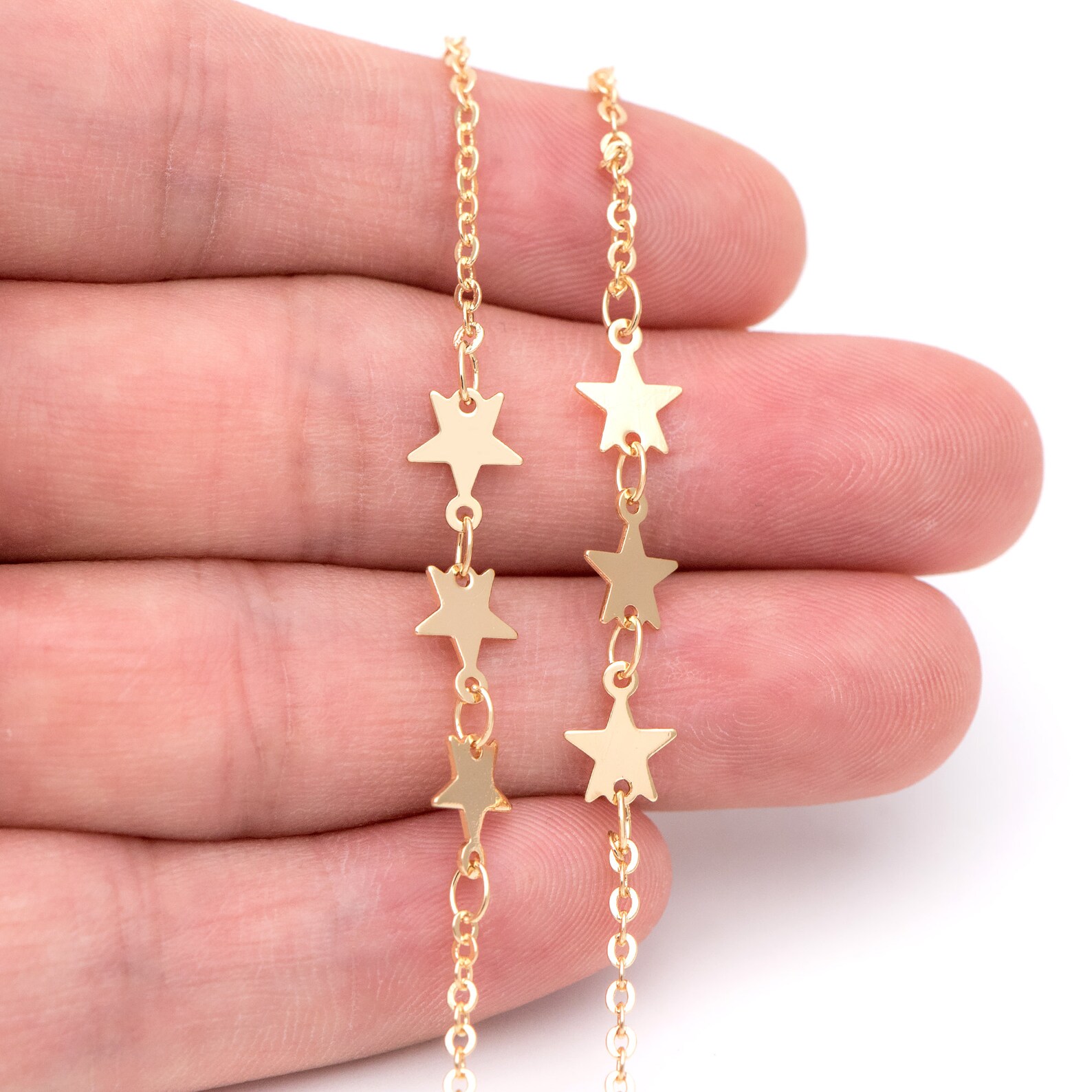 Gold Star Beaded Chain 6.6mm Gold Plated Brass Star Link - Etsy