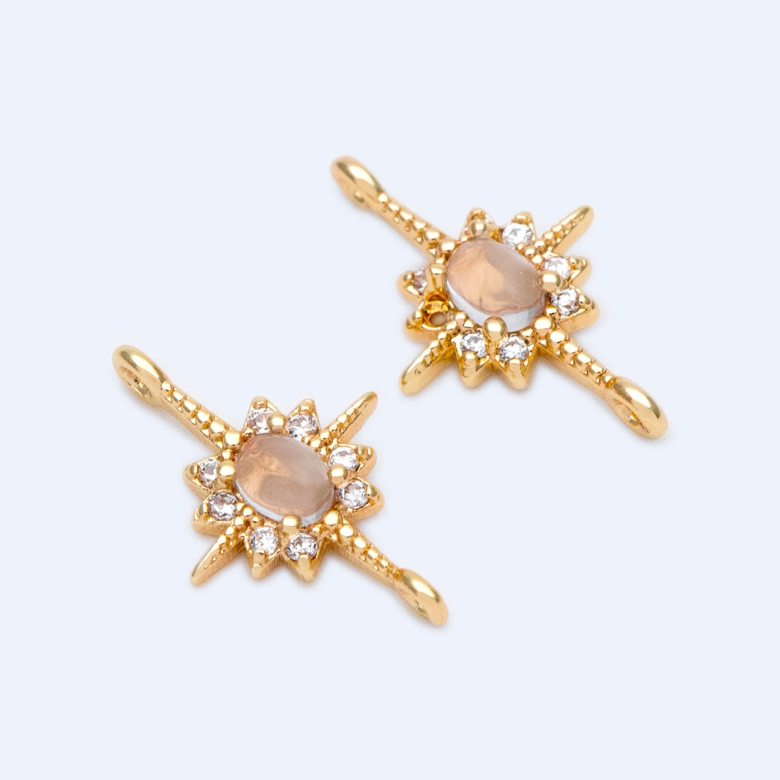 4pcs Gold North Star Connector 16x10mm, Clear Gemstone Pave Star Charm ...