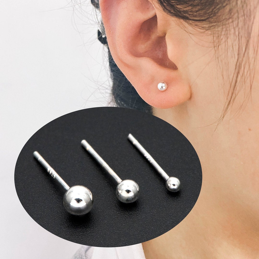 10pcs Sterling Silver Ball Ear Post, .925 Silver Earring Post, 2/ 3 ...