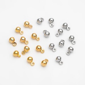 10pcs Mini Round Gold/ Silver Ball Charms 6x4mm DANGLE With Loop, Real ...