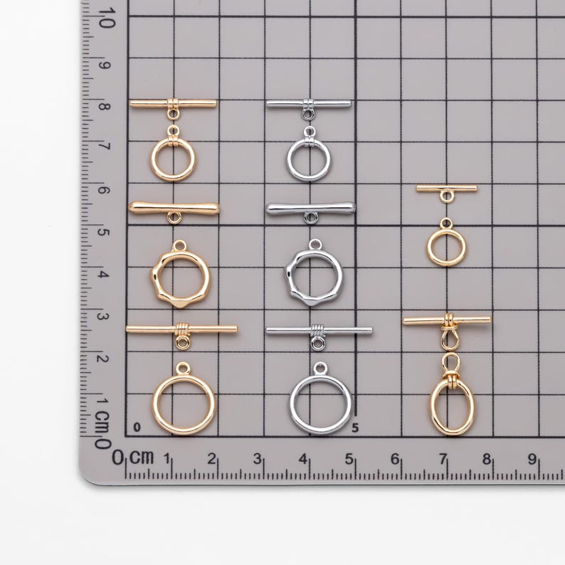 10 Sets Gold/ Silver Tone Toggle Clasp, Real Gold/ Rhodium Plated Brass ...