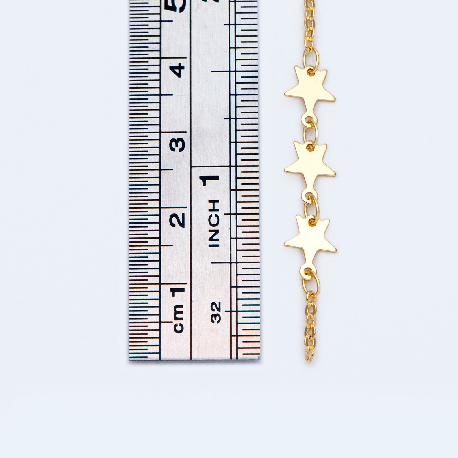Gold Star Beaded Chain 6.6mm Gold Plated Brass Star Link - Etsy