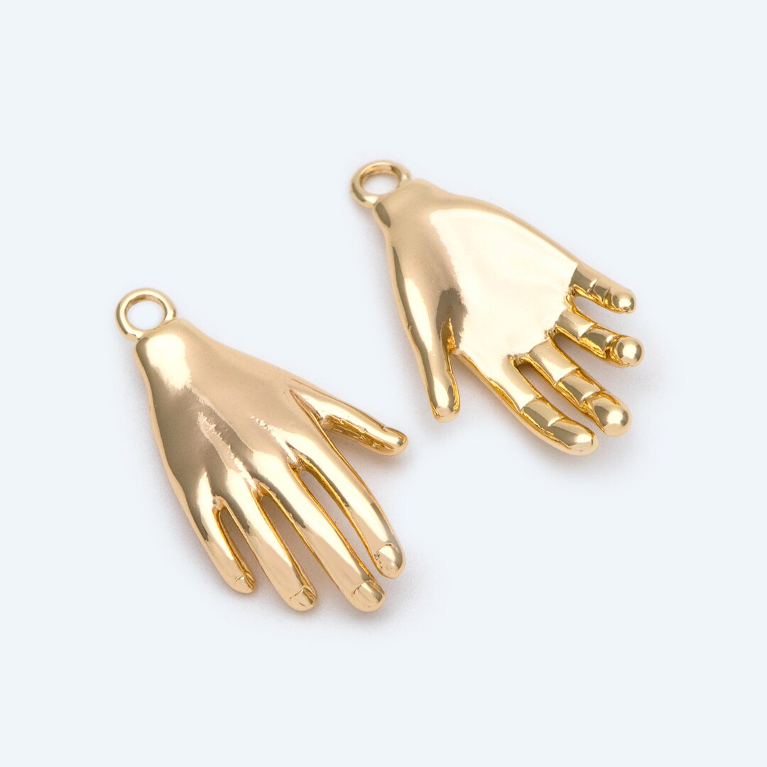 4pcs Gold Plated Brass Hand Charm Hand Pendants Earring - Etsy