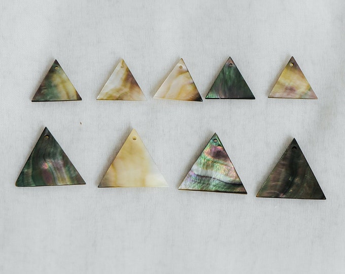 10pcs Black Mother of Pearl Triangle Charms, Geometric Shell Pendants ...