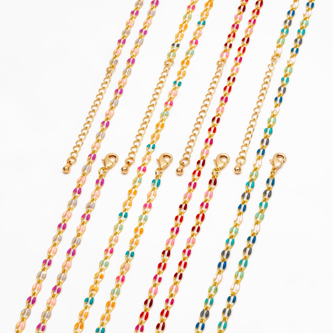 Mix Color Enamel Curb Chains 3mm, Finished Enamel Bracelet/ Anklet ...